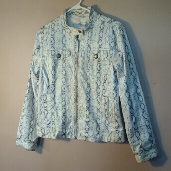 Live a Little | Jackets & Coats | Live A Little M White Faux Snakeskin ...